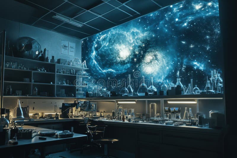Cosmic Laboratory with a Stunning Galaxy Backdrop during Nighttime ...
