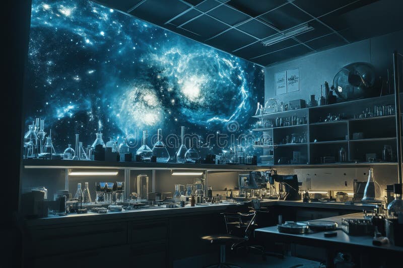 Cosmic Laboratory with a Stunning Galaxy Backdrop during Nighttime ...