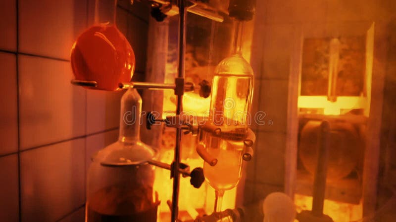 Laboratory in Fire Glow Weird Experiment Stock Footage - Video of ...