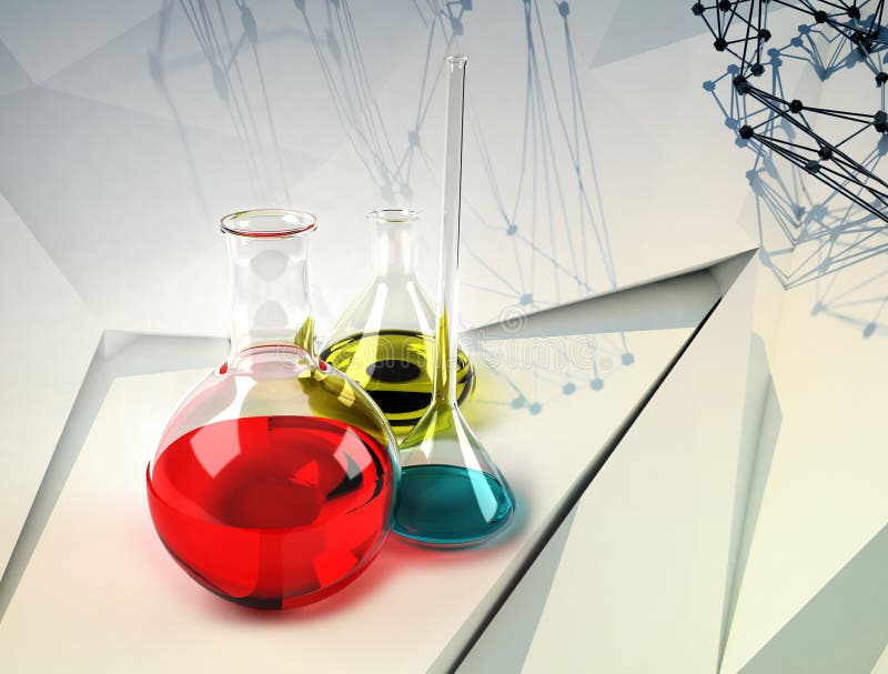 Laboratory Flask on Abstract Science Background Stock Illustration ...
