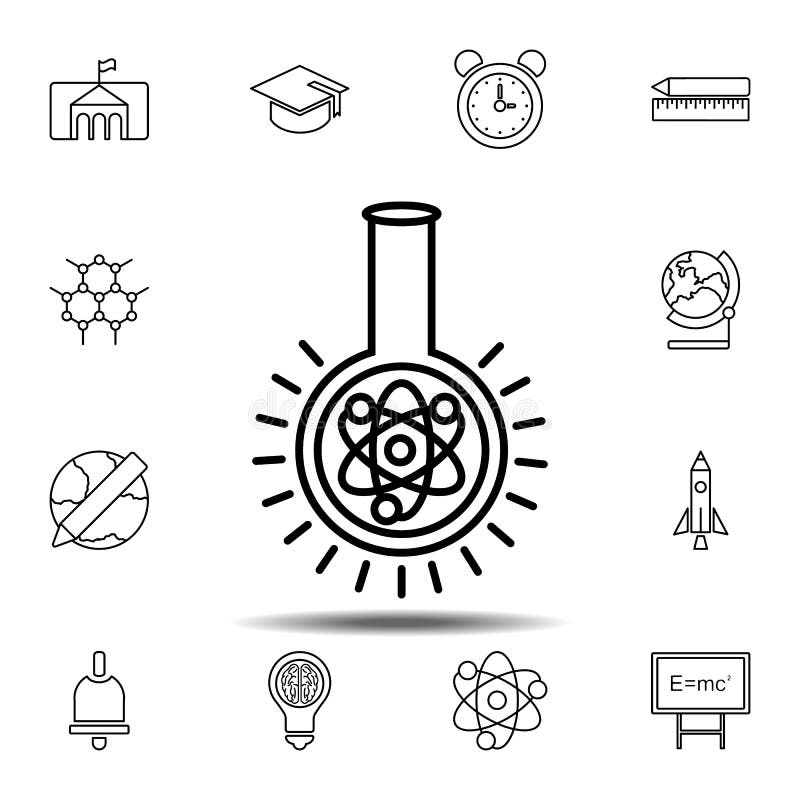 Laboratory Flask with Atom Outline Icon. Simple Vector for UI and UX ...