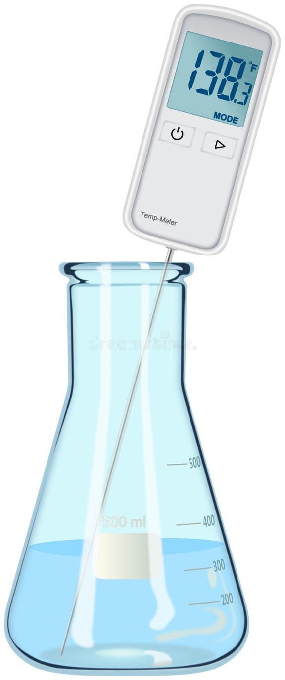 Laboratory Flask with Digital Thermometer Stock Illustration ...