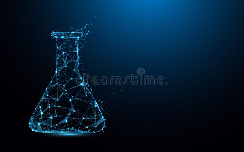 Laboratory Flask Form Lines, Triangles and Particle Style Design ...