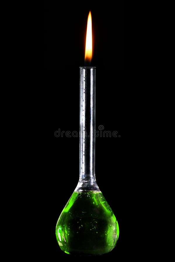 Laboratory Flask with a Green Liquid Stock Photo - Image of chemistry ...