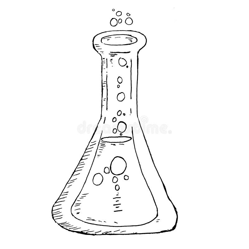 Laboratory Flask with a Liquid Stock Illustration - Illustration of ...