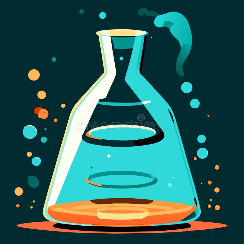 Laboratory Flask with Liquid. Vector Illustration in Flat Cartoon Style ...