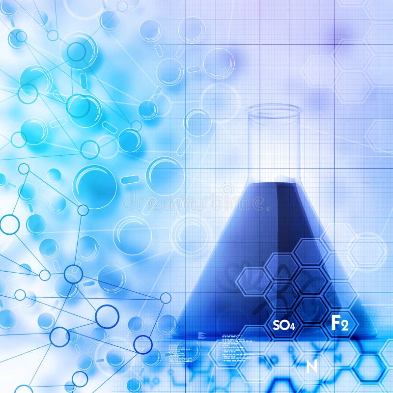 Laboratory Flask and Molecules Stock Illustration - Illustration of ...