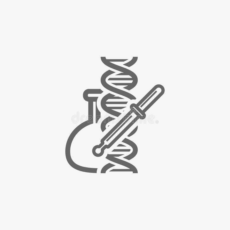 Laboratory Flask with Pipette and Dna Vector Icon Stock Vector ...