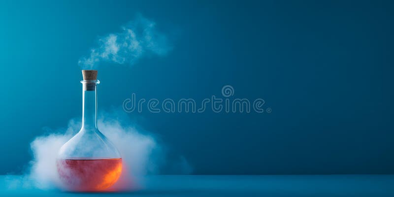 Laboratory Flask with Red Liquid and White Smoke Stock Illustration ...