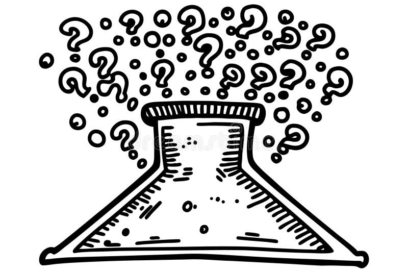 Laboratory Flask Releasing Cloud of Question Marks Science Curiosity ...