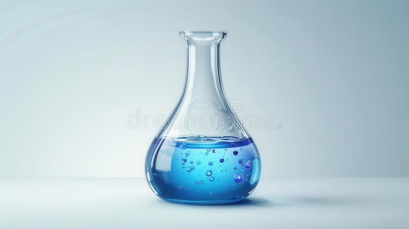 Laboratory Flask, Science Experiment Tool, Detailed Illustration, Blue ...