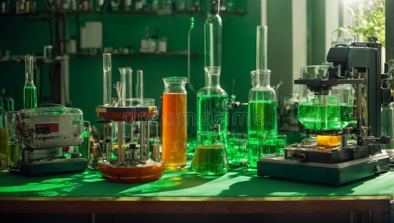 Laboratory With Flasks And Equipment Stock Illustration Illustration