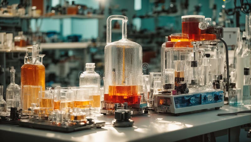 Laboratory with Flasks and Analyzing Scientific Technician Education ...