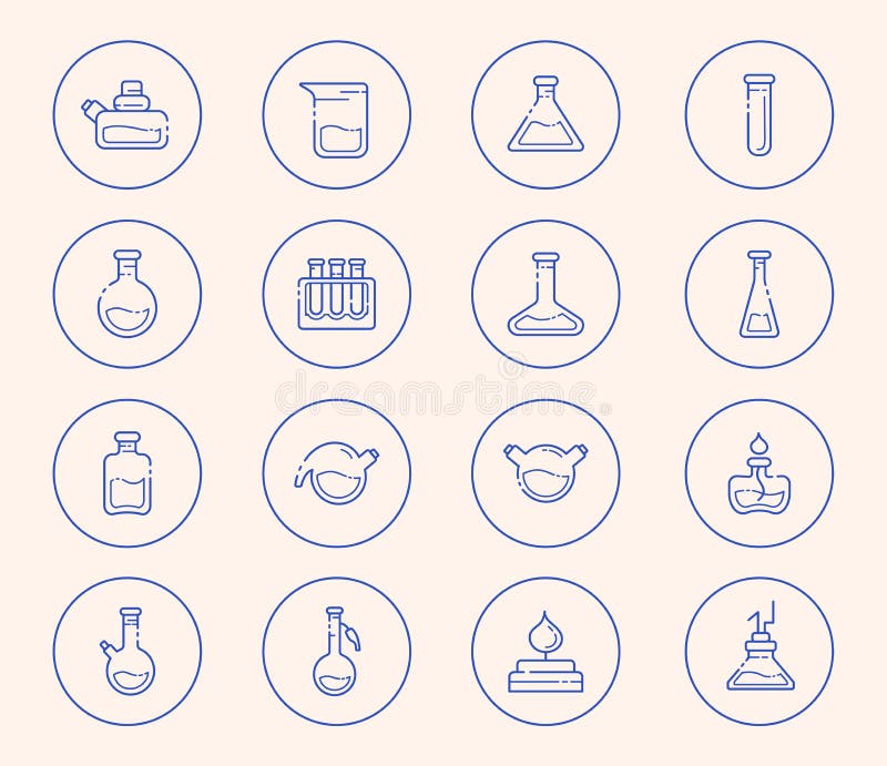 Laboratory Flasks Icon Set stock vector. Illustration of beaker - 160697167