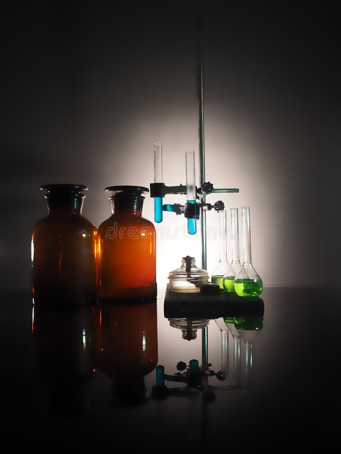 Laboratory Flasks with Liquid Inside. Science Concept Stock Photo ...