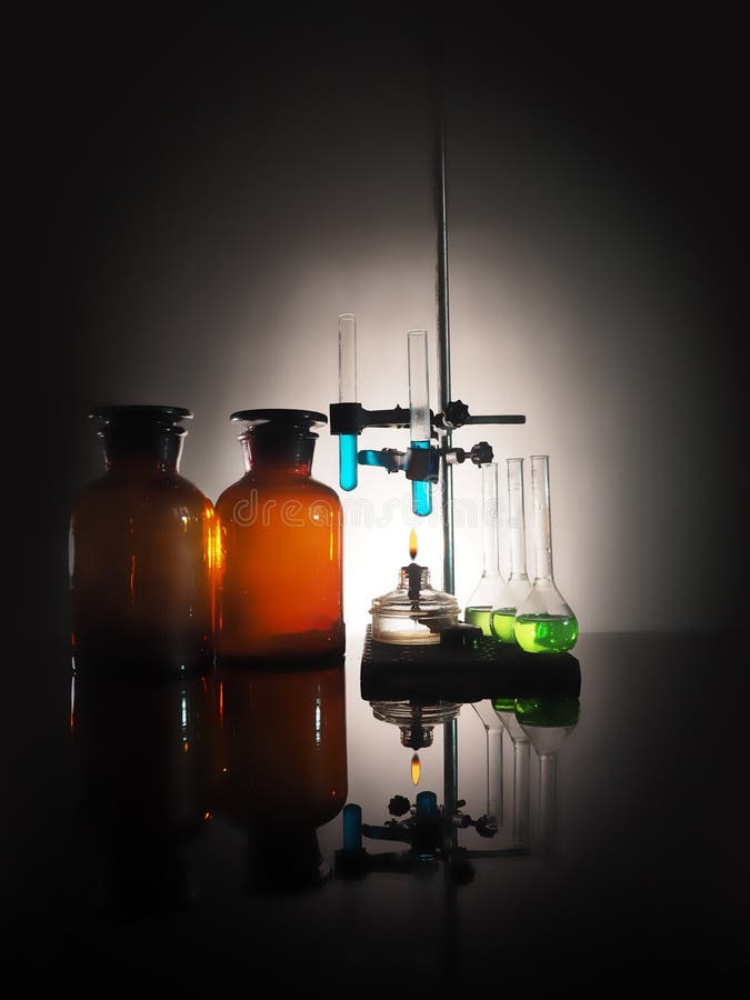 Laboratory Flasks with Liquid Inside. Science Concept Stock Photo ...