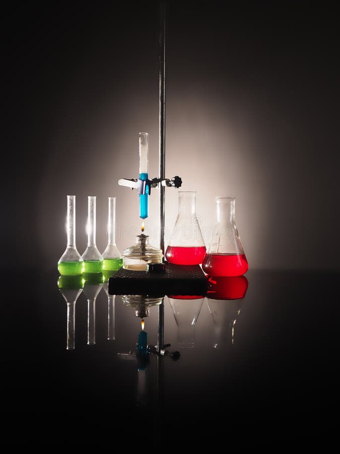 Laboratory Flasks with Liquid Inside. Science Concept Stock Image ...