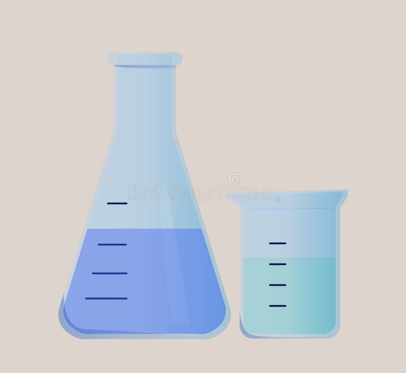 Laboratory Flasks with Liquid Levels. Vector Illustration Stock ...