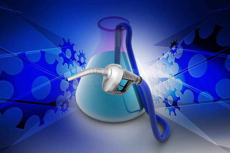 Laboratory Flasks with Oil Pump Stock Illustration - Illustration of ...