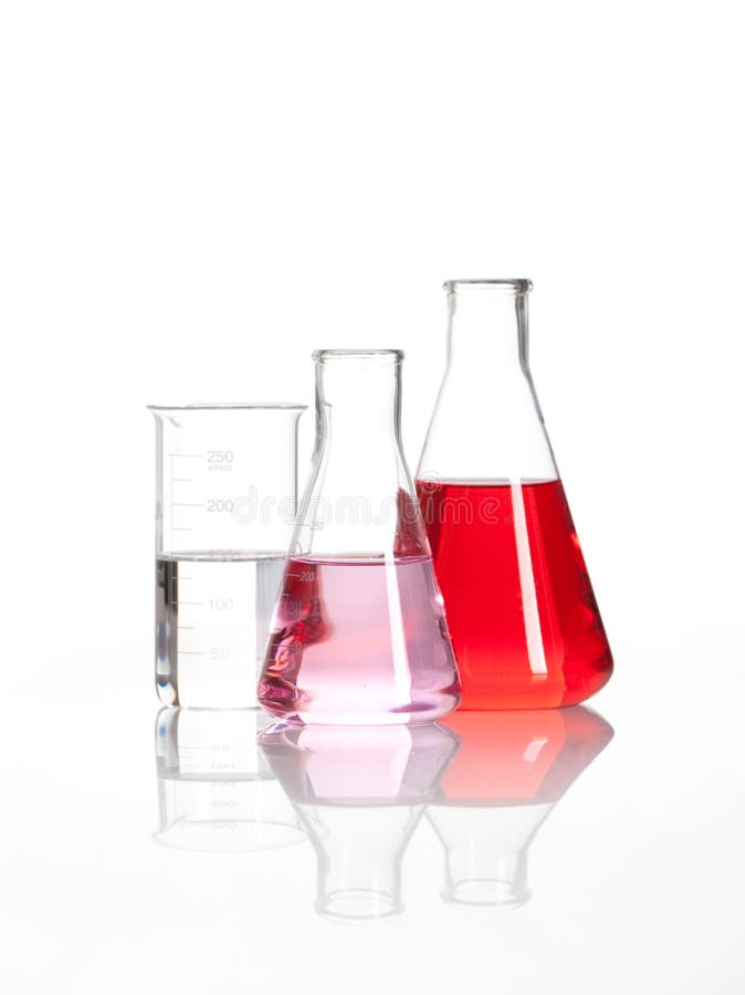 Set of Chemical Flasks and Test Tubes Stock Photo - Image of liquid ...
