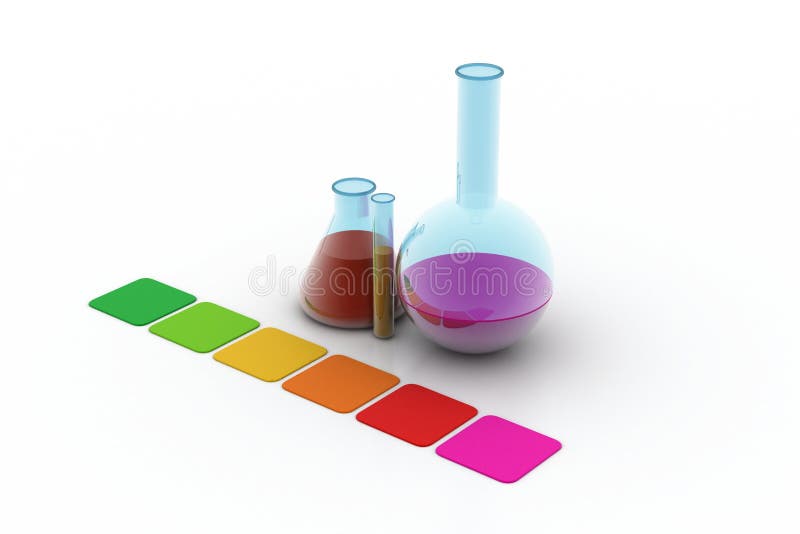 Laboratory Flasks and Test Tube with Color Paper Stock Illustration ...