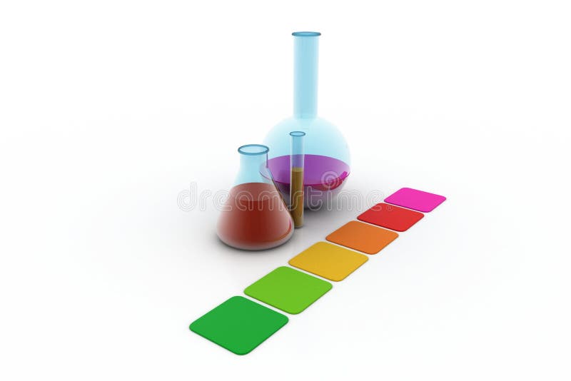 Laboratory Flasks and Test Tube with Color Paper Stock Illustration ...