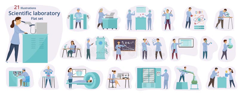 Laboratory Flat Compositions Set Stock Vector - Illustration of ...