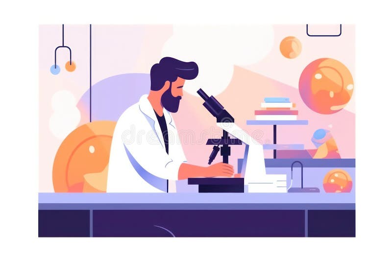 Cartoon Scientist Looking Microscope Stock Illustrations – 292 Cartoon ...