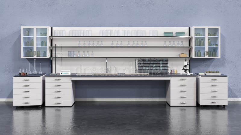 Laboratory Furniture Interior Background. 3d Illustration Stock Photo ...