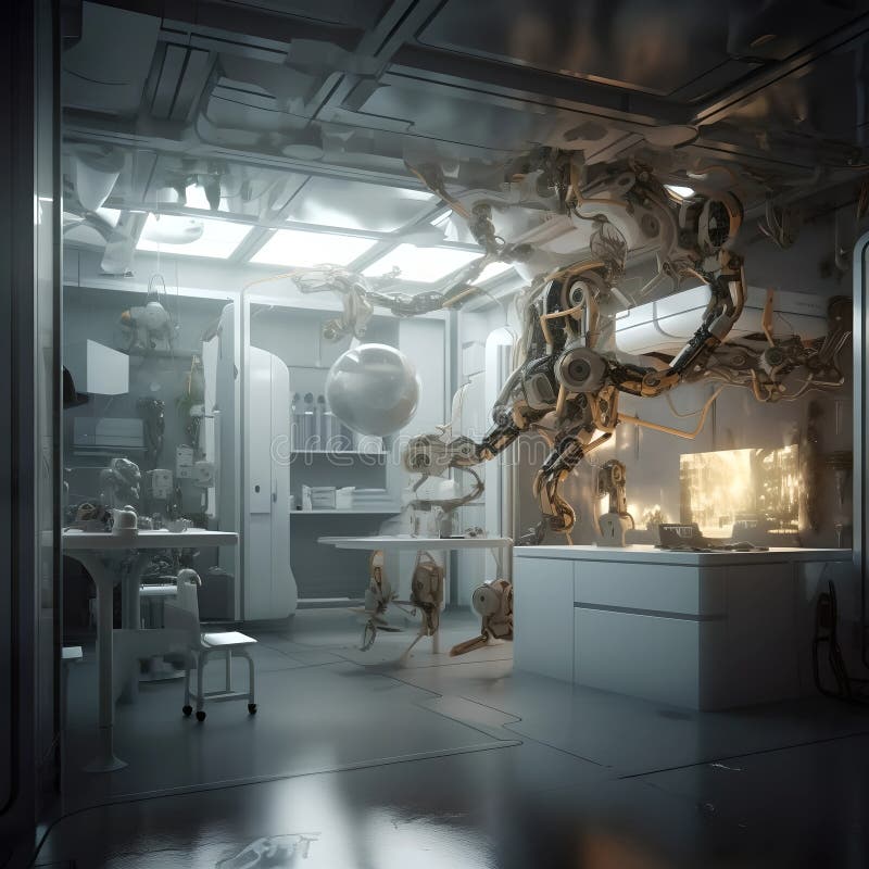 The Laboratory of the Future Stock Illustration - Illustration of light ...