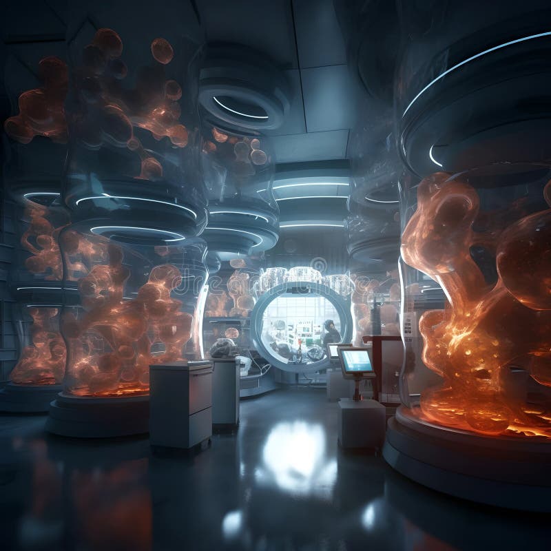 The Laboratory of the Future Stock Illustration - Illustration of cyber ...