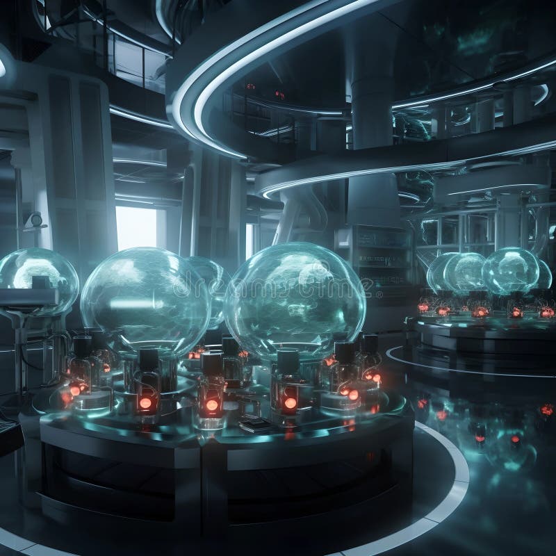 The Laboratory of the Future Stock Illustration - Illustration of light ...