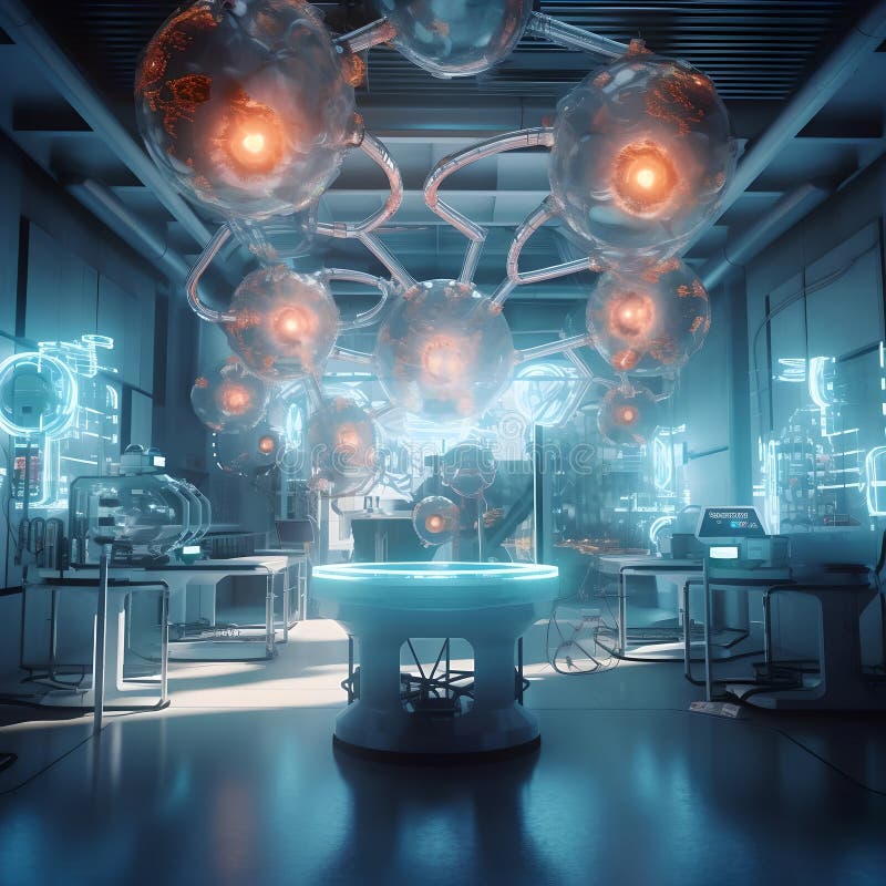 The Laboratory of the Future Stock Illustration - Illustration of tech ...