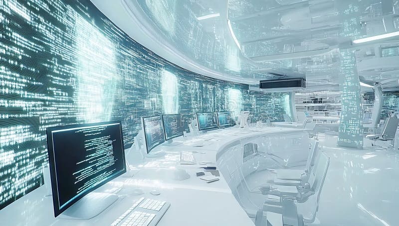 The Laboratory is a Futuristic Sci-fi Setting with Workstations and ...