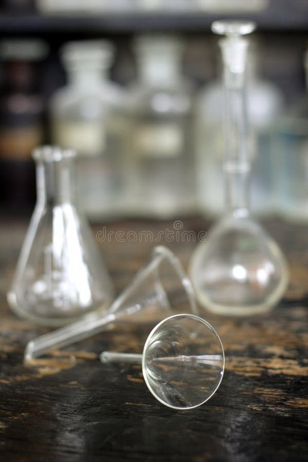 Antique Science Research Lab with Old Glassware Stock Image - Image of ...