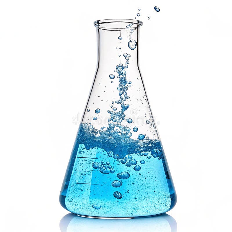 Glass Beaker with Blue Liquid Bubbling Stock Illustration ...