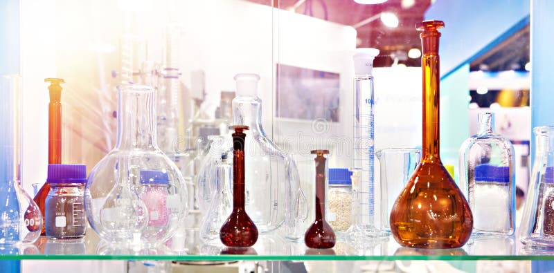 Laboratory Glass Bottles and Flasks Stock Photo - Image of industry ...