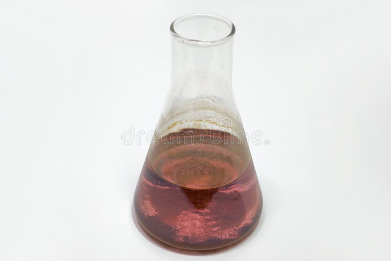 Laboratory Glass Flask, Full of Pink Solution Stock Image - Image of ...