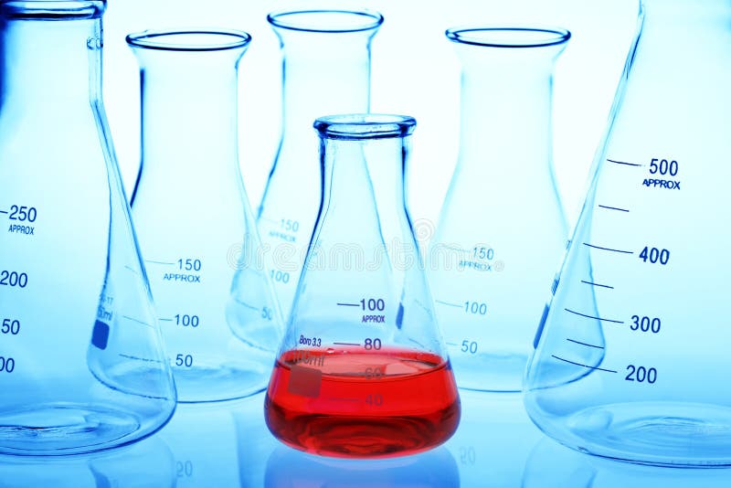 Laboratory Conical Flask in Science Research Lab Stock Image - Image of ...