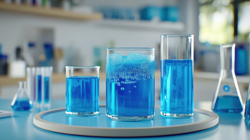 Laboratory Glassware Beaker Cylinder Flask Blue Liquid Science ...