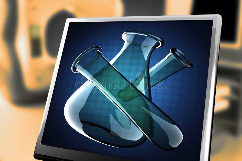 Laboratory Glassware on Monitor in Laboratory Stock Illustration ...