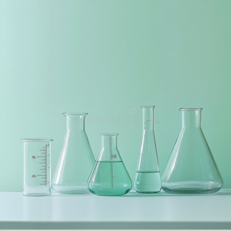 Laboratory Glassware with Blue Background, Science Research and ...