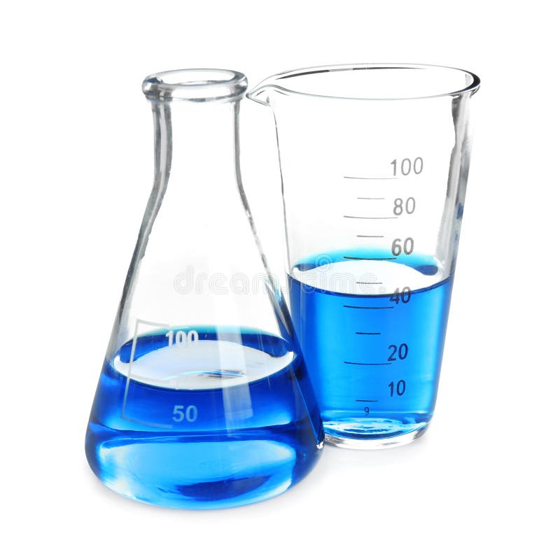 Beaker with blue liquid stock photo. Image of clean, research - 17960908
