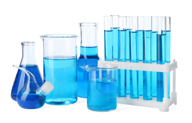 Lab Glassware on Blue stock photo. Image of biology, indoors - 3893262