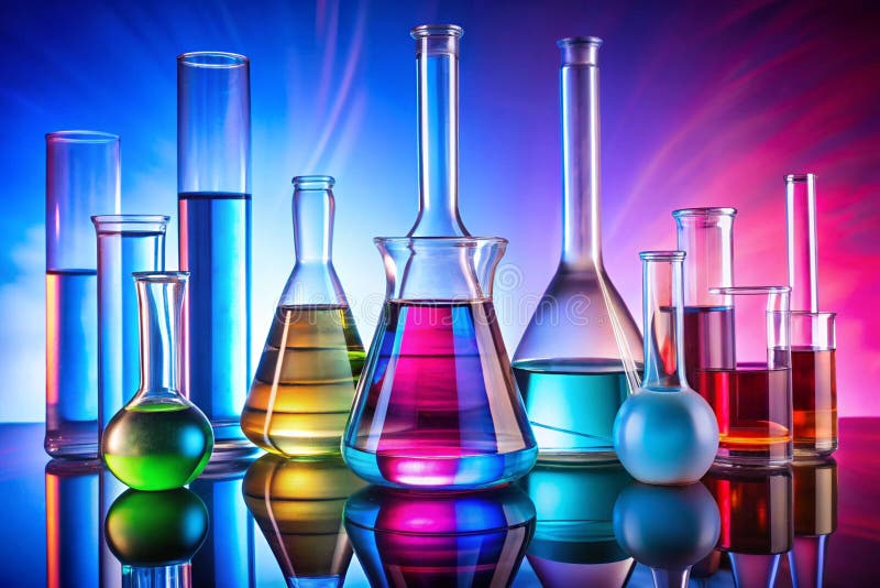 Laboratory Glassware on Color Background Stock Illustration ...