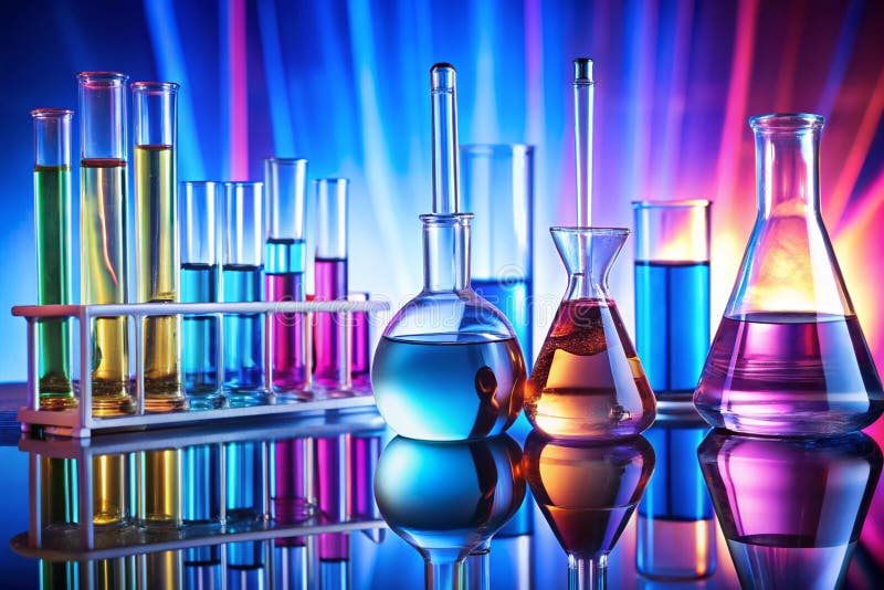 Laboratory Glassware on Color Background Stock Illustration ...