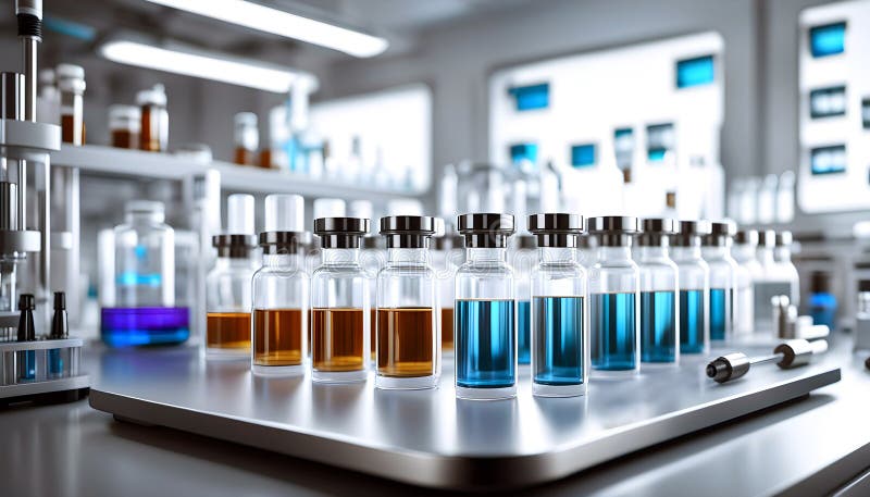 Laboratory Glassware with Colored Liquid, Science Research and ...