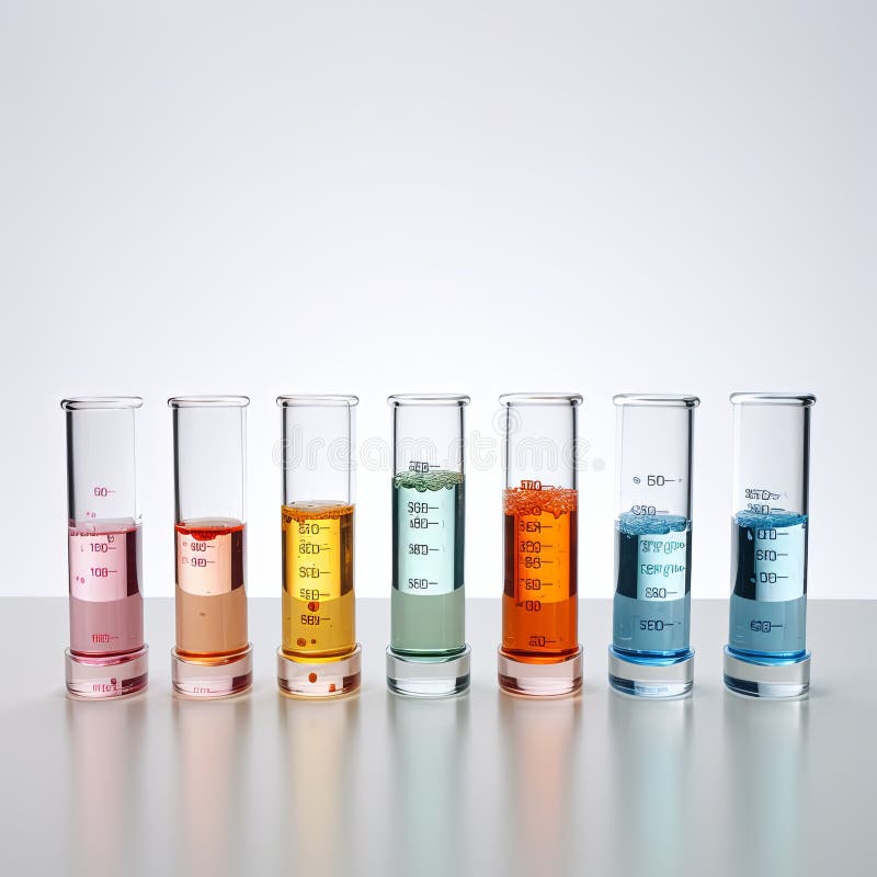 Laboratory Glassware with Colorful Liquids on Table Stock Image - Image ...