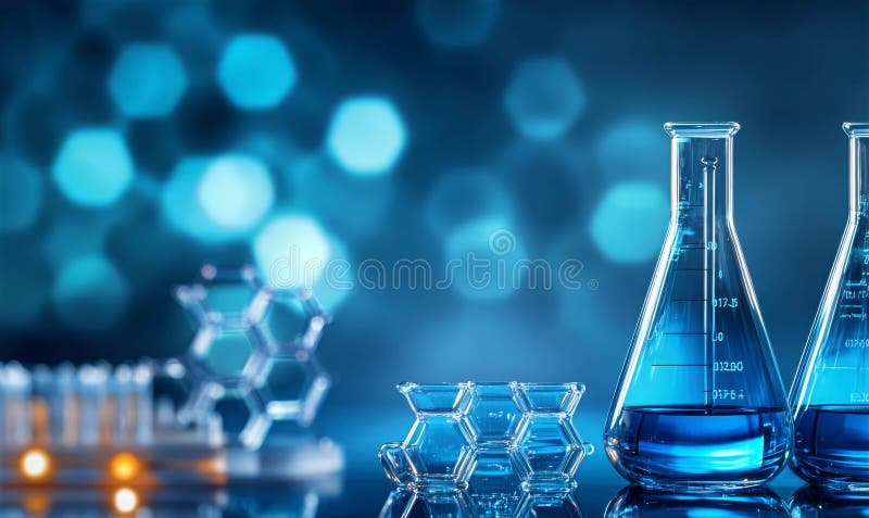 Laboratory Glassware with Blue Liquid on a Table, Scientific Research ...