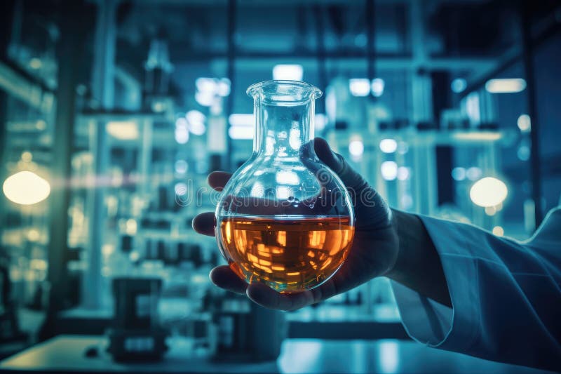 Laboratory Glassware Containing Chemical Liquid, Science Research and ...